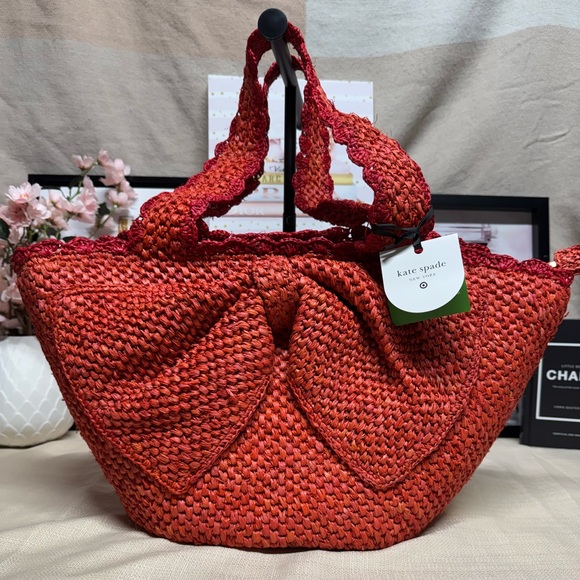 kate spade | Bags | Nwt Target Kate Spade Collab Red Woven Tote Bag ...